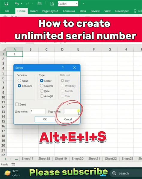 How To Create Unlimited Serial Number Without Typing And Dragging 🔥shorts Excel Technomondal