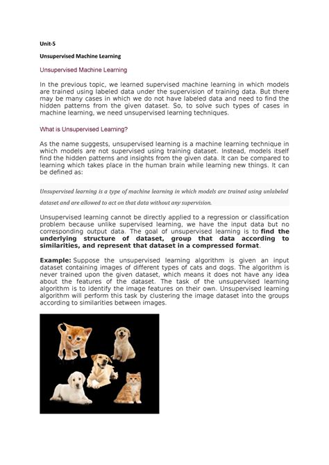 Unit 5 Data Science Unit Unsupervised Machine Learning