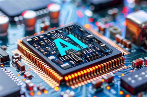 Ai Microchip With Neon Glow On Circuit Board Advanced Digital
