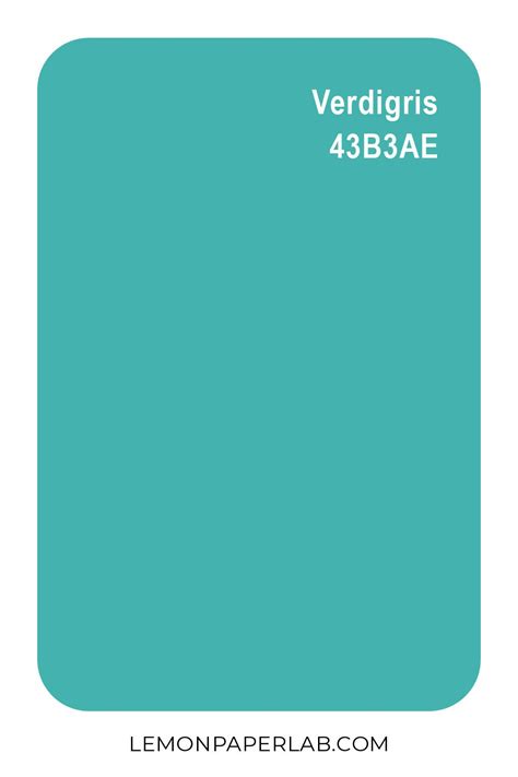 Verdigris Blue Green Color 43b3ae Lemon Paper Lab