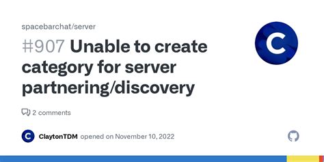 Unable To Create Category For Server Partneringdiscovery · Issue 907 · Spacebarchatserver