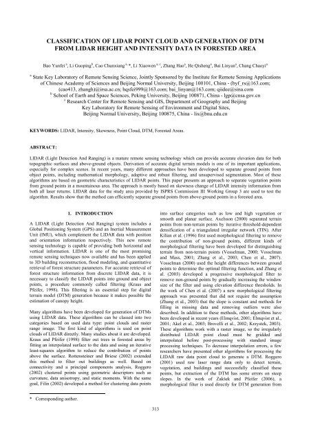 Classification Of Lidar Point Cloud And Generation ISPRS
