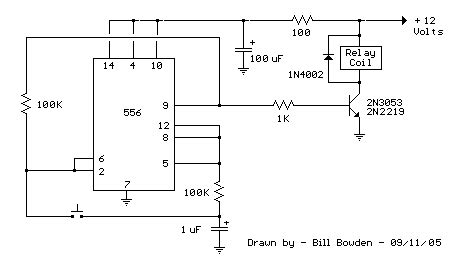 Relay Toggle Circuit Using A 556 Timer Control Circuit Circuit Diagram SeekIC Com