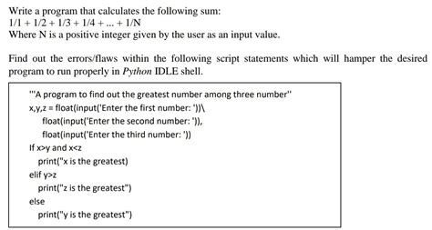Solved Write A Program That Calculates The Following Sum