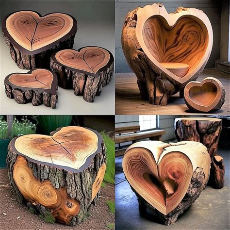 Wooden Benches In The Woods Garden Decor Projects Log Benches