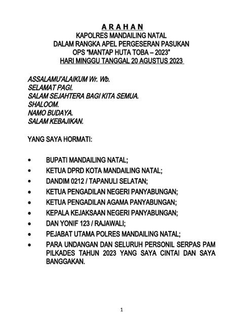 Arahan Kapolres Untuk Pengamanan Pilkades 2023 Pdf