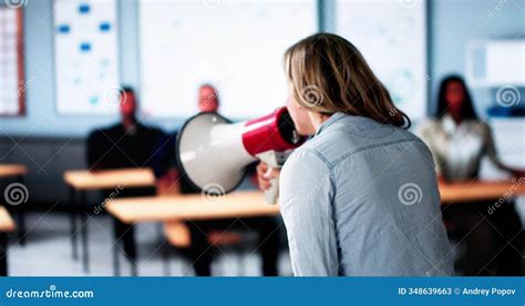 Strict Teacher Girl At The Whiteboard Royalty Free Stock Image