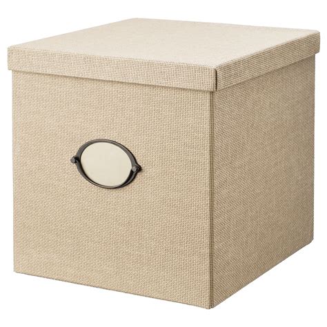 Kvarnvik Storage Box With Lid Beige 32x35x32 Cm Ikea