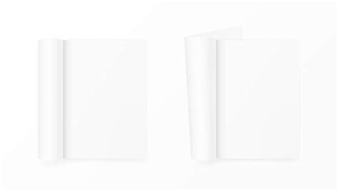 Blank Open Magazine With Rolled Pages Document Booklet Blank Vector