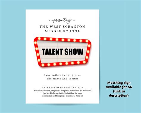 Talent Show Program Template Printable Pamphlet Editable Word Doc Download Folded Booklet
