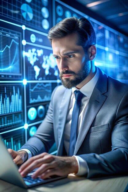 Big Data Analytics With Ai Technology Data Analyst Analyzing And Visualizing Complex Information