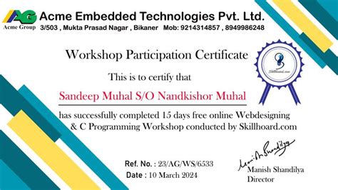 sandeep muhal on linkedin cprogramming workshopcompletion