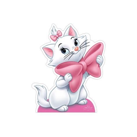 Marie White Cat Holding Large Pink Bow Disney The Aristocats Star Mini Cardboard Cutout 82cm