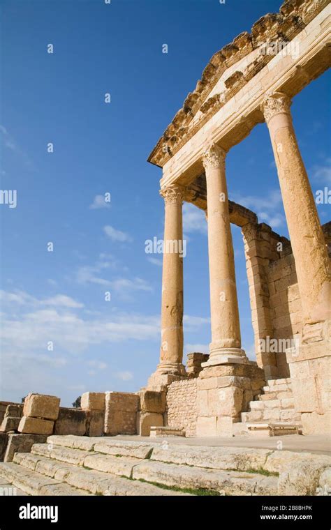 Roman Ruins Of Sufetula In Town Of Sbeitla Tunisia Hi Res Stock