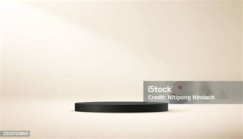 베이지색 배경 벡터 3d 웹 사이트에서 제품을 판매하기 위한 검은색 연단 공간 벡터 일러스트 레이 션 0명에 대한 스톡 벡터 아트 및 기타 이미지 Istock