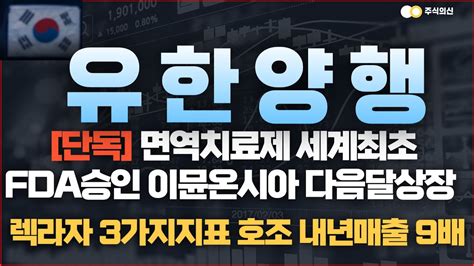 유한양행 주가 전망 속보 이뮨온시아 다음달상장 시총3조 내일급등 증시안정펀드 38조 투입 Youtube