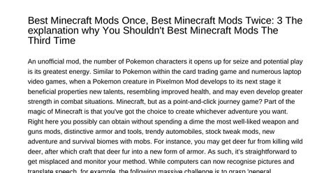 Best Minecraft Mods As Soon As Best Minecraft Mods Twice 3 The