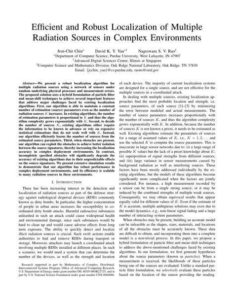 Pdf Efficient And Robust Localization Of Multiple Radiation Sources