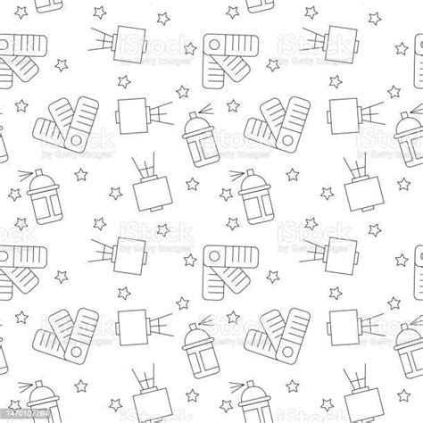 다양한 요소로 만든 염료와 이젤의 벡터 이음매 없는 패턴 개발에 대한 스톡 벡터 아트 및 기타 이미지 개발 곡선 교육 Istock