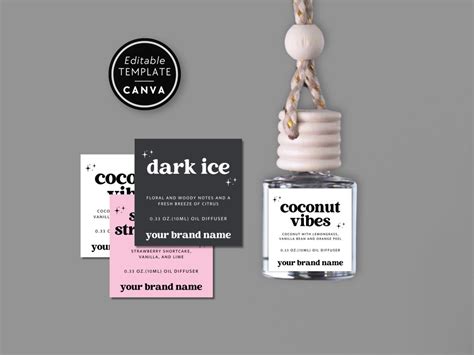 Car Diffuser Label Template Canva Editable Product Label Template Diy Diffuser Oil Air