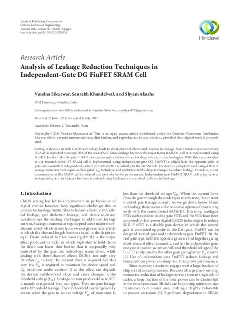 Pdf Analysis Of Leakage Reduction Techniques In Independent Gate Dg
