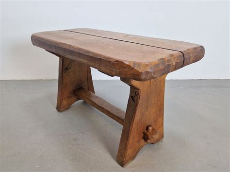 Brutalist Massive Rectangle Oak Side Table France 1950s For Sale At Pamono