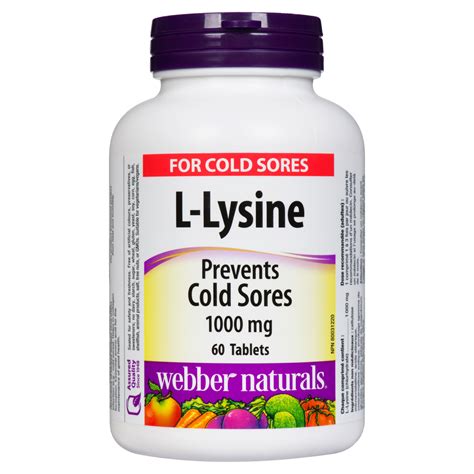 Webber Naturals L Lysine For Cold Sores 1000 Mg 60 Tablets