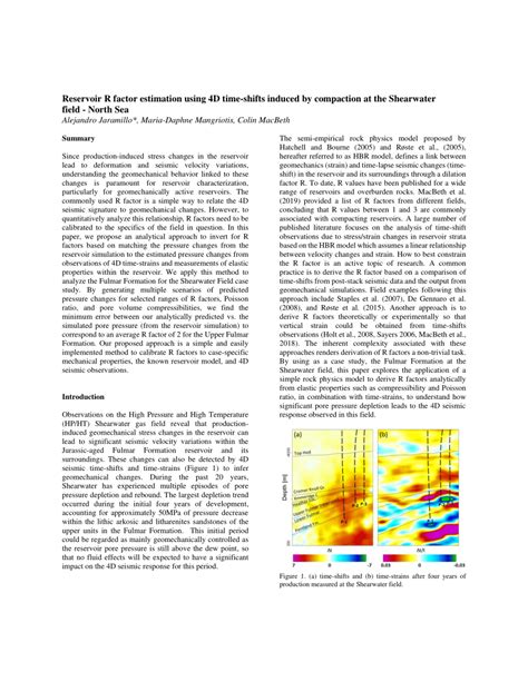 pdf reservoir r factor estimation using 4d time shifts induced by