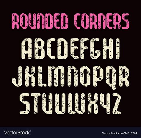 Narrow Sanserif Font With Rounded Corners Vector Image