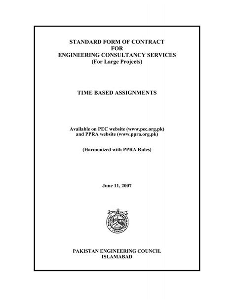 Standard Form Of Contract For Engineering Consultancy Services