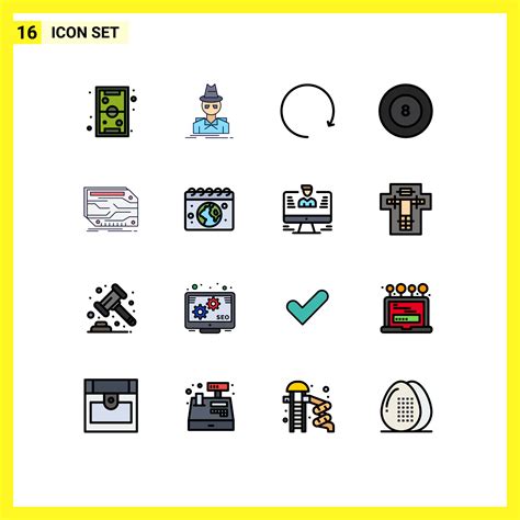Set Of 16 Modern Ui Icons Symbols Signs For Component Sport Spy Billiard Rotate Editable