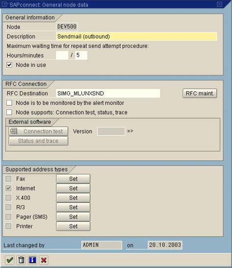Sapconnect Email Administration