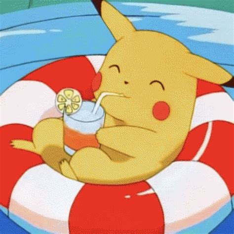 Pikachu Chilling In Pool With Drink Pokemon Go Profile Picture