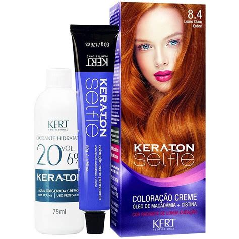 ColoraÇÃo Keraton Selfie 8 4 Louro Claro Cobre Kert 50g Diva Cosméticos