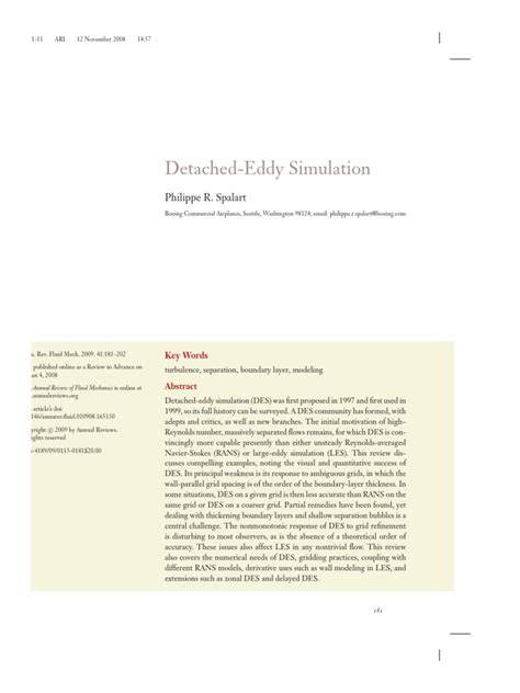 Detached Eddy Simulation Pdf