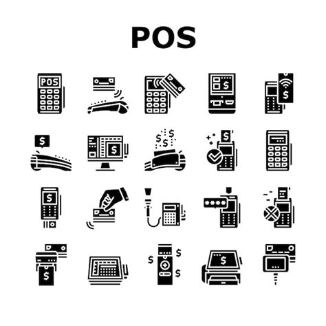 Premium Vector Pos Terminal Device Collection Icons Set Vector