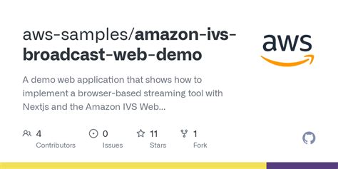 github aws samples amazon ivs broadcast web demo a demo web