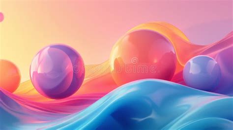 Vibrant Abstract 3d Shapes With Summery Color Gradients Creating A Playful And Dynamic