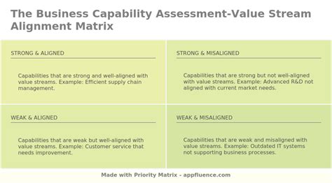 Business Capability Assessment Value Stream Alignment Matrix Free