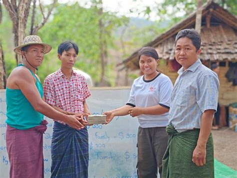 ပျူစောထီးကျေးရွာက ထွက်ပြေးလာသူတွေကို ဆန် တင်း ၁၀၀ ထောက်ပံ့