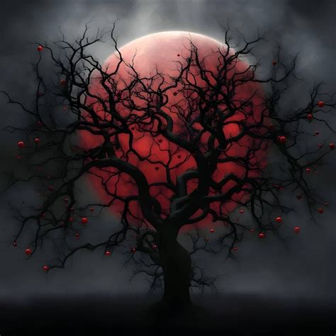 Черный силуэт дерева на сером фоне Премиум Ai сгенерированный вектор