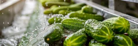 Washing Many Cucumbers Cucumbers Automated Washing Line Vegetable