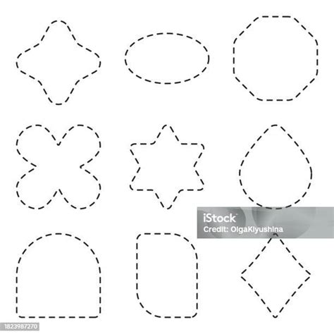 절단선이 있는 다양한 모양의 집합입니다 파선 모양 벡터 일러스트 레이 션 가위에 대한 스톡 벡터 아트 및 기타 이미지 가위 개체 그룹 건강관리와 의술 Istock