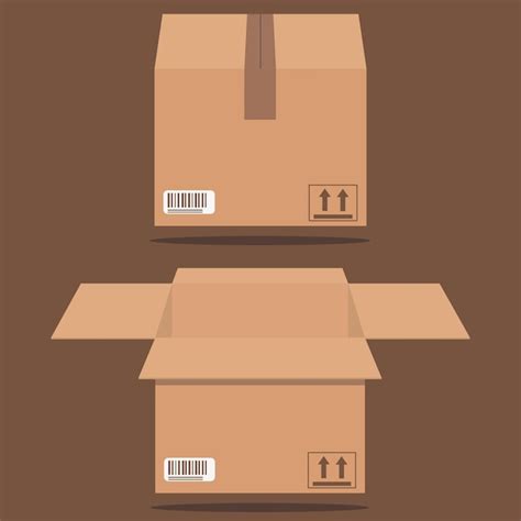 골판지 상자 아이콘 열리고 닫힌 상자입니다 벡터 일러스트 레이 션 프리미엄 벡터
