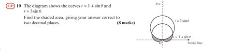 Solved E P 10 The diagram shows the curves r 1 sinθ and Chegg com