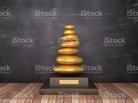 나무 바닥에 조약돌 스택 트로피 칠판 배경 3d 렌더링 1위에 대한 스톡 사진 및 기타 이미지 1위 3차원 형태 가정의 방 Istock