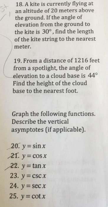 Solved A Kite Is Currently Flying At An Altitude Of 20