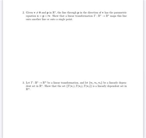 Solved Given V And P In R The Line Through P In The Chegg Com
