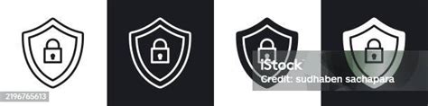 보안 잠금 아이콘은 흑백 채우기 및 선 스타일로 설정됩니다 0명에 대한 스톡 벡터 아트 및 기타 이미지 0명 데이터 디자인 Istock