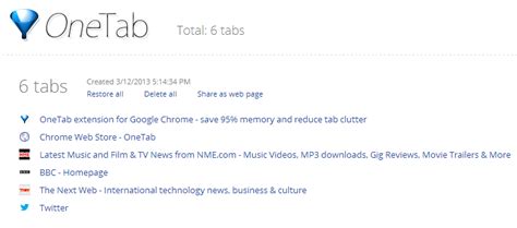OneTab For Chrome Condenses All Your Tabs Into One Page